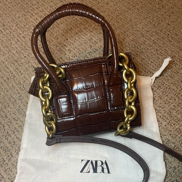 Zara | Bags | Zara Brown Croc Mini Bag | Poshmark